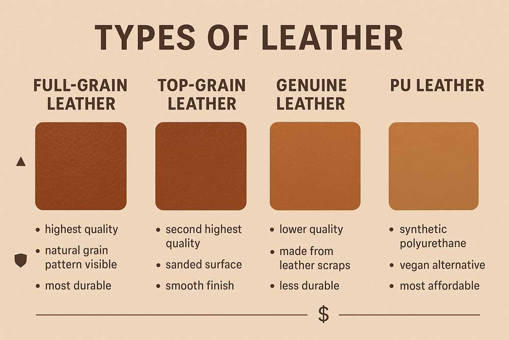 Types of Leather Explained: Full-Grain, Top-Grain, Genuine, PU